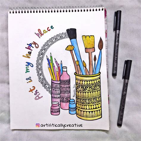 Art Themed Notebook With Markers And Pencils