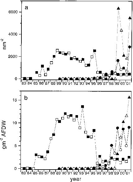 Mean Abundance N M −2 A And Mean Biomass G Afdw M −2 B Of