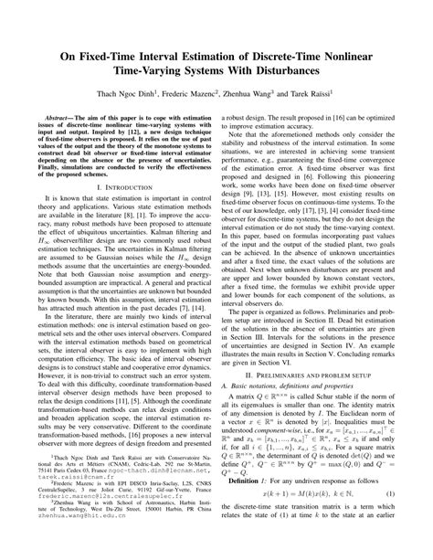 Pdf On Fixed Time Interval Estimation Of Discrete Time Nonlinear Time Varying Systems With