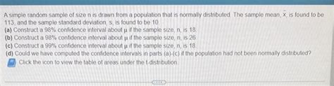 Solved A Simple Random Sample Of Size N Is Drawn From A Chegg