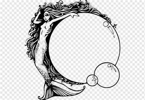 Dibujo De Sirena Sirena Blanco Monocromo Cabeza Png Pngwing