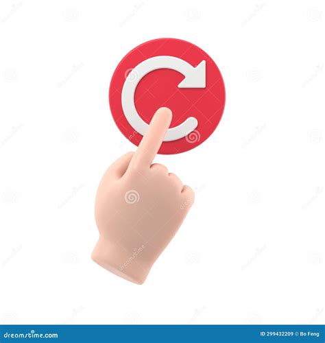 Reboot Concept Restarting Technology Hand To Push Big Red Button D Illustration Flat Design