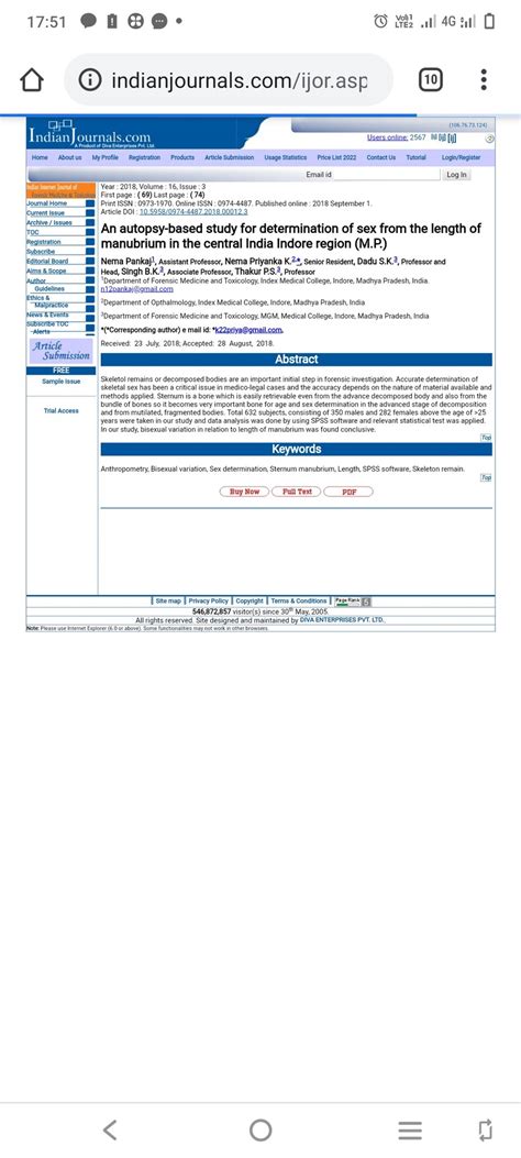 PDF An Autopsy Based Study For Determination Of Sex From The Length Of Manubrium In The