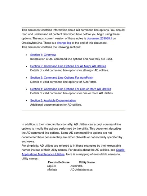 Ad Command Line Options Pdf Oracle Database Command Line Interface
