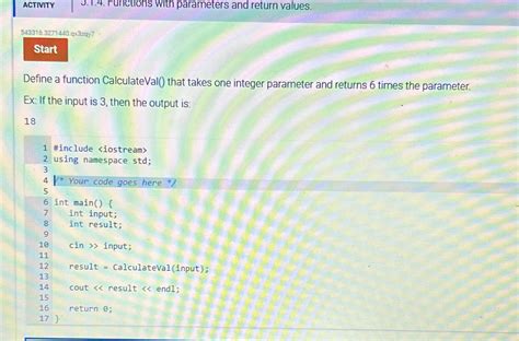 Solved ACTIVITY Functions With Parameters And Return Chegg