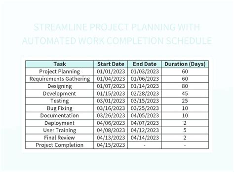 automatically generate task completion schedule efficient planning and