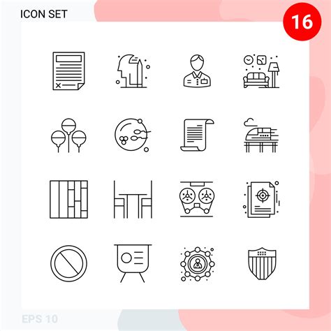 Vector Pack Of 16 Icons In Line Style Creative Outline Pack Isolated On White Background For Web