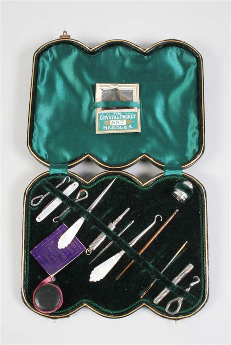 Bonhams A Leather Cased Sewing Compendium