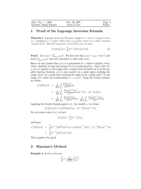 Proof Of The Lagrange Inversion Formula Pdf Power Series