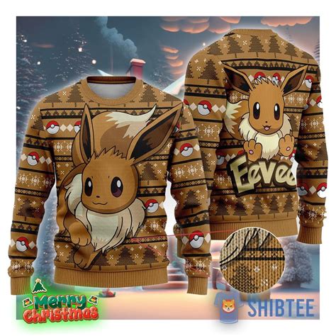 Eevee Eevee Anime Eevee Xmas Pocket Monster T Ugly Christmas Sweater For Men And Women