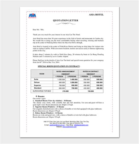 Price Quotation Request Letter Format Samples