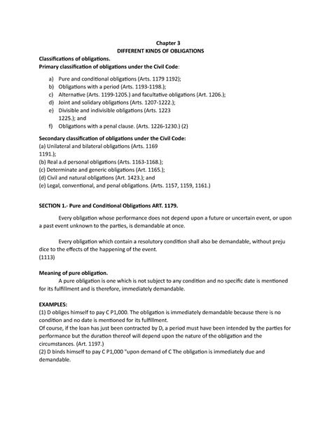 Different Kinds Of Obligation Chapter 3 Different Kinds Of Obligations Classifications Of