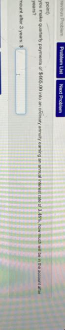 Solved Revious Problem Qpointyou Make Quarterly Payments