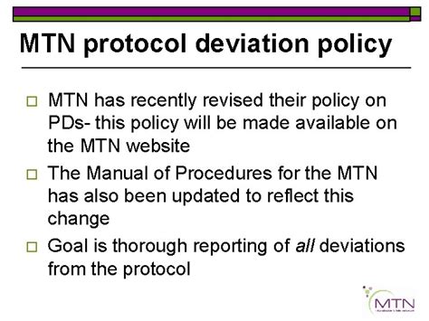 Protocol Deviations Mtn Protocol Deviation Policy O O