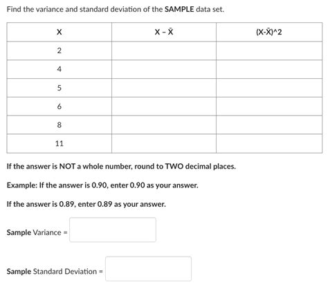 solved find the variance and standard deviation of the