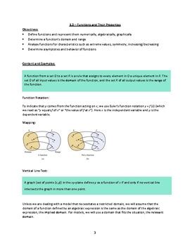 Chapter Functions And Graphs Completed Note Packet By Kelly Reid
