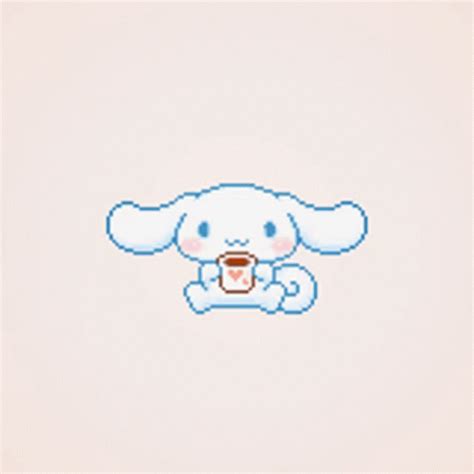 Cinnamoroll Drinking Tea Pixel Art 