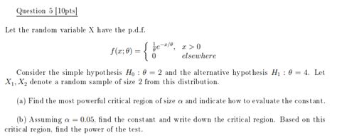solved question 5 [10pts] let the random variable x have the
