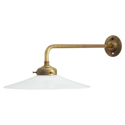 Antique French Coolie Glass Frill Brass Wall Kitchen Task Light For