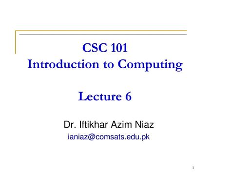 Ppt Csc 101 Introduction To Computing Lecture 6 Powerpoint