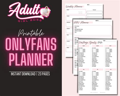 Onlyfans And Fansly Planner Printable Pdf Adult Content Creator Organizer
