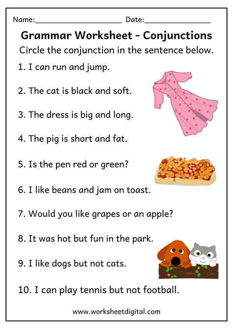 Conjunction Worksheets For Grade 2