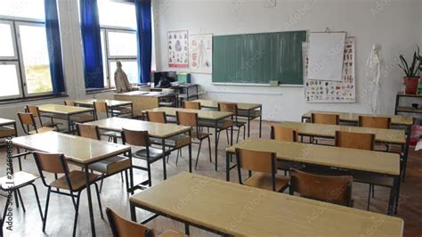 Empty Classroom In A Classic School Lecture Room Class With