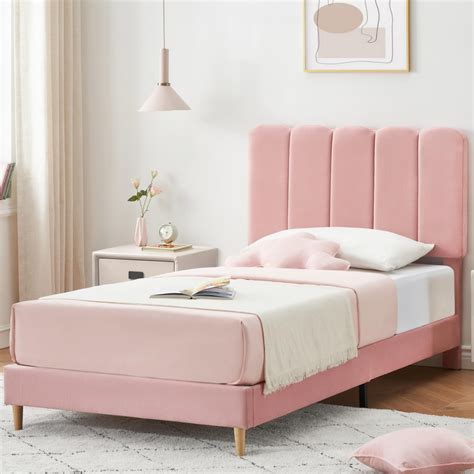 Kselythan Pink Twin Bed Frametwin Size Upholstered Bed Frame With