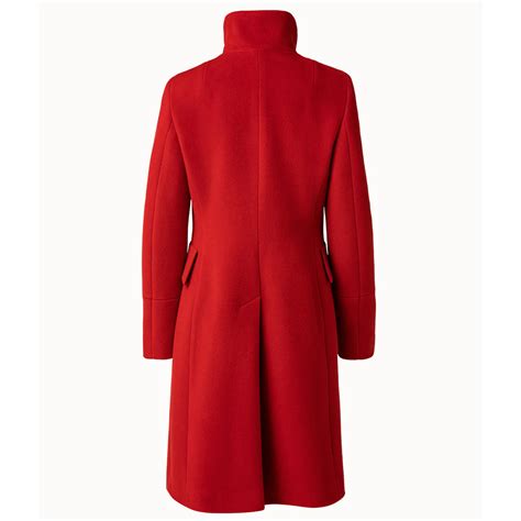 Wool Stand Collar Womens Akris Punto Red Coat