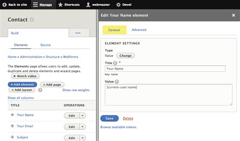 8 Webform With Element That Has Logged In Users Username Drupal