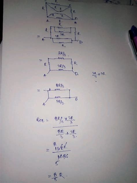 In The Network Shown Each Resistance Is Equal To R The Equivalent Resistance Between A And Dis