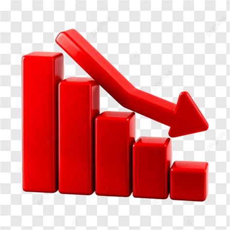 3d Illustration Of Red Graph Going Down Graph Red Graph Loss Png