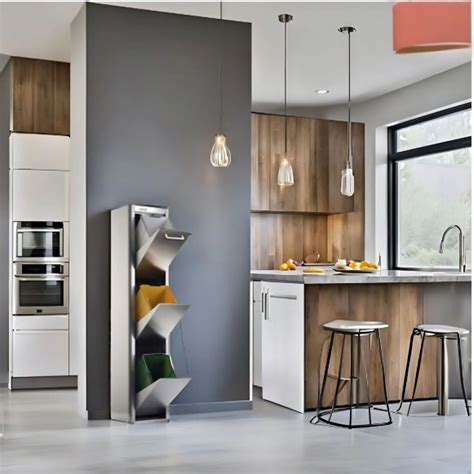 Selective Sorting Bin With 3 Tilt Out Compartments Stainless Steel CUBEK