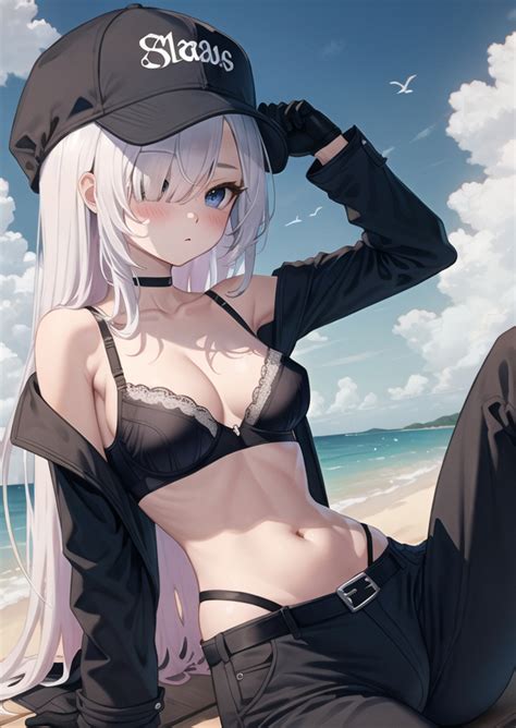 Rule 34 Ai Generated Black Pants Blue Archive Blue Eyes Bra Jeans Navel Plana Blue Archive