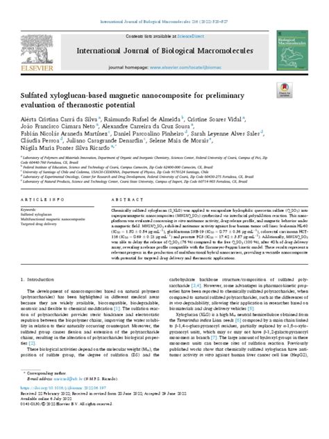 Sulfated Xyloglucan Based Magnetic Nanocomposite Pdf Physical Sciences Chemistry