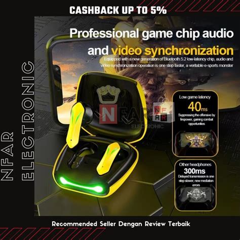 Jual Headset Bluetooth Tws Gaming Earphone Bluetooth Full Bass Led Hitam Shopee Indonesia