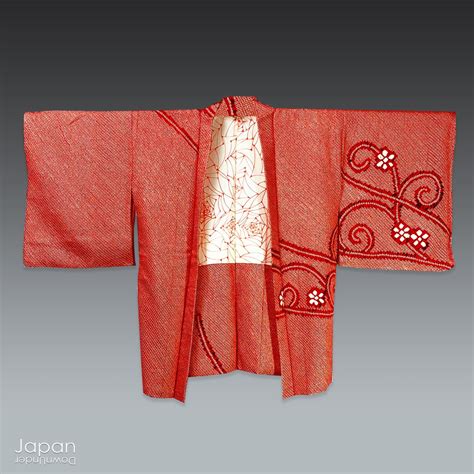 Vintage Silk Shibori Haori Kimono Red Floral Japanese Coat Etsy