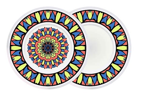 만다라 원형 추상 꽃 레이스 패턴입니다 일치 하는 장식 접시 2 세트입니다 만다라 장식 장식입니다 벡터 일러스트입니다 0명에 대한 스톡 벡터 아트 및 기타 이미지 Istock