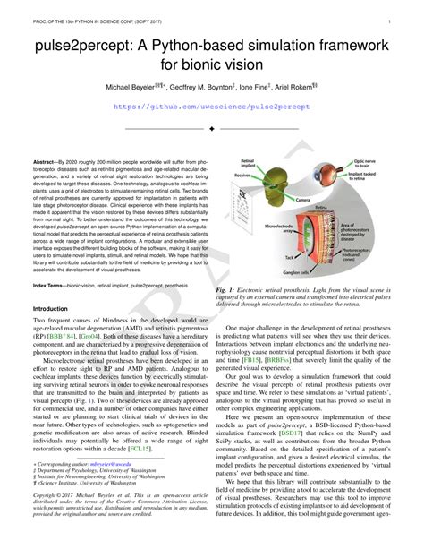 Pdf Pulse2percept A Python Based Simulation Framework For Bionic Vision