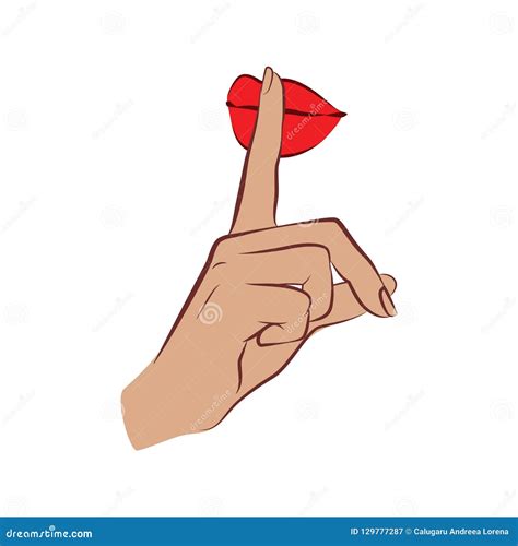Shh Finger Asking For Silence Color With Lips Stock Vector Illustration Of Female Draw 129777287