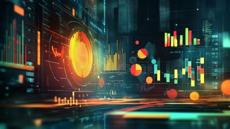 colorful digital data visualization with graphs and charts representing financial analytics in a