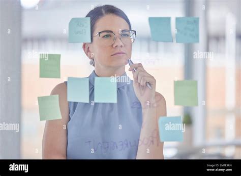 Planning Thinking And Woman With Workflow Strategy And Scrum Or Agile For Project Management