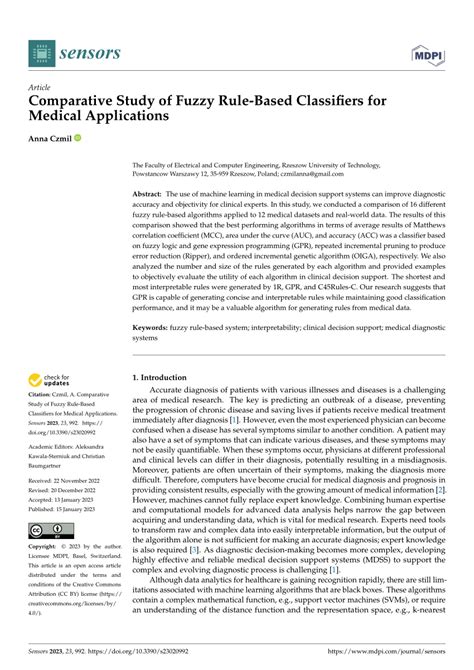 Pdf Comparative Study Of Fuzzy Rule Based Classifiers For Medical