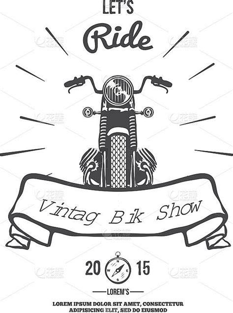 手绘复古摩托车矢量
