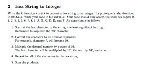Solved Integer To Hex String And Hex String To Integer In C