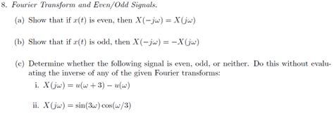 Solved Fourier Transform And Even Odd Signals Show That If Chegg Com