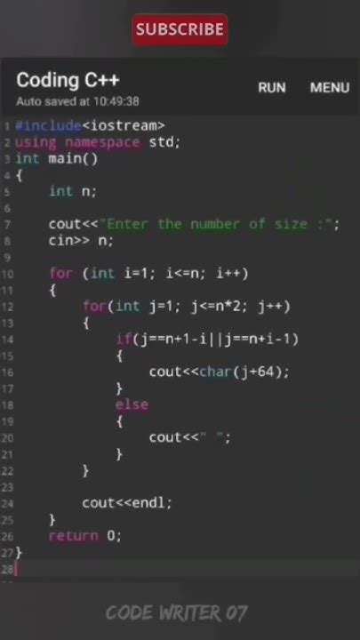 Best C Pattern Program Tutorial Video 💯🧠 Patternprogram