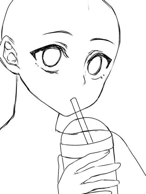 An Anime Girl Drinking From A Cup With A Straw In Her Hand And Looking At The Camera