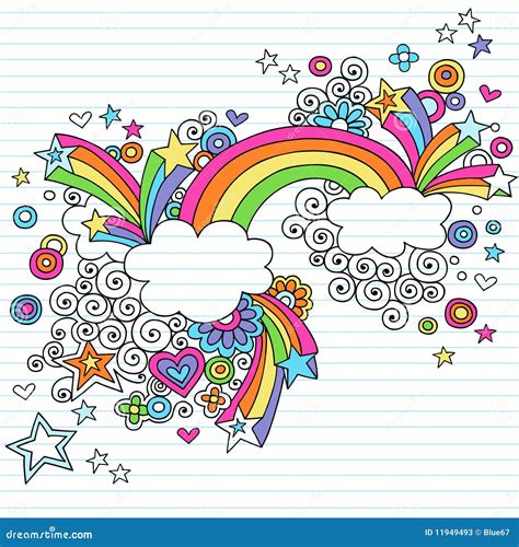 Psychedelic Rainbow Notebook Doodle Vector Stock Vector Illustration Of Psychedelic Doodle