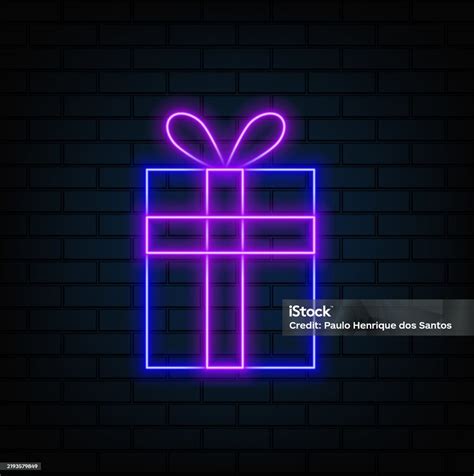 하트 아이콘이 있는 선물 상자입니다 발렌타인 요소 네온 스타일 아이콘 웹사이트 웹 디자인 모바일 앱을 위한 간단한 아이콘 검증에 대한 스톡 벡터 아트 및 기타 이미지